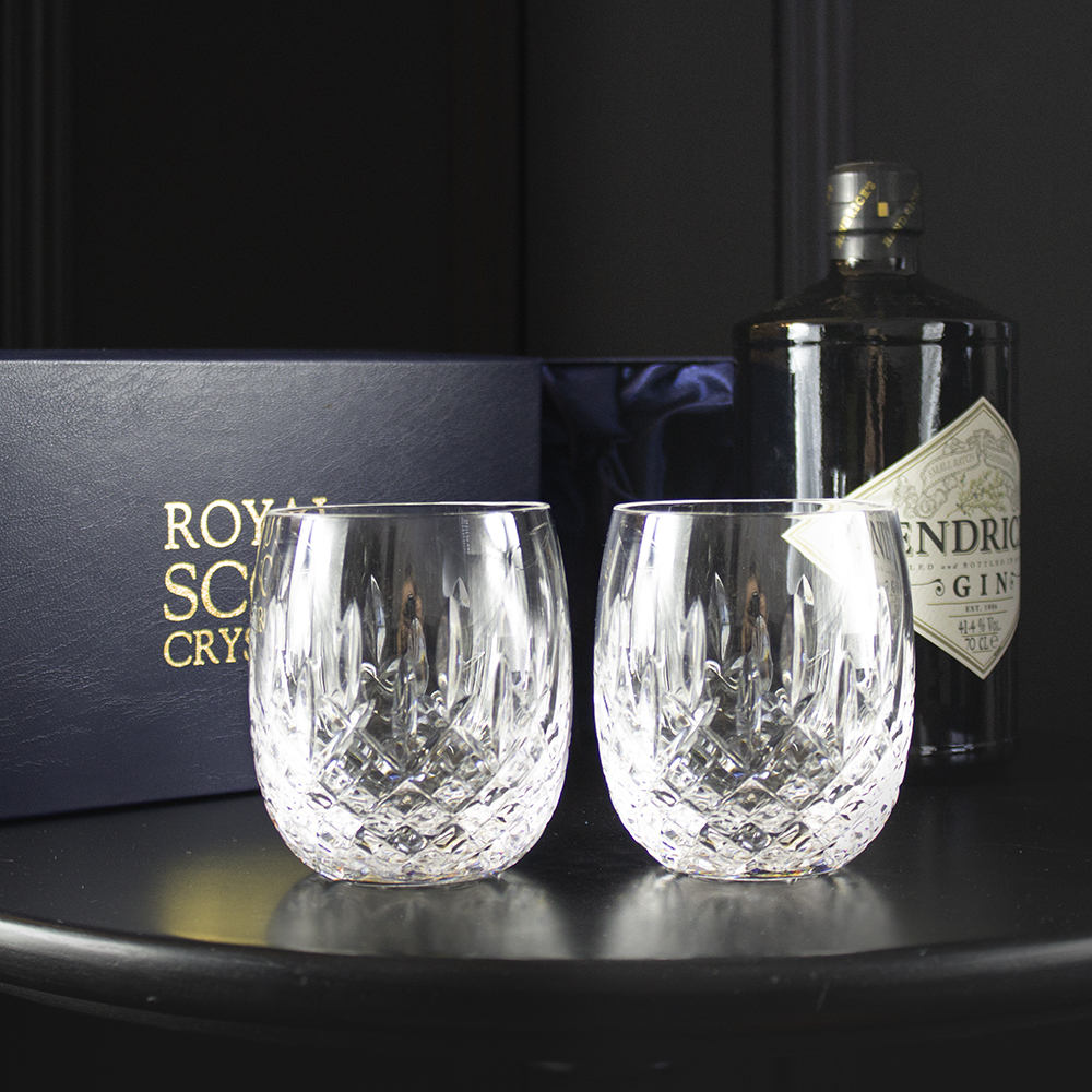 London - 2 Crystal Gin & Tonic (G&T) Tumblers 12oz (Barrel Shaped ...