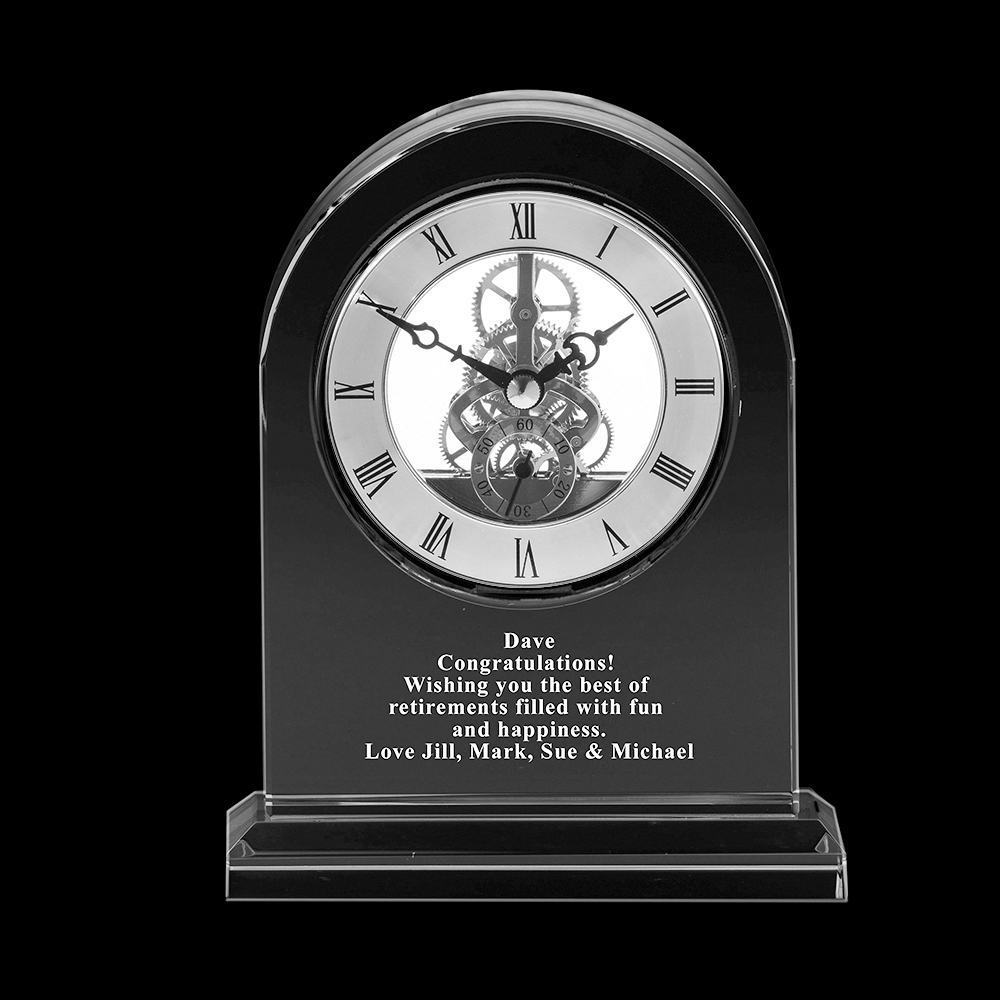 Personalised - Crystal Engraved Contemporary Dome Clock - 160mm ...