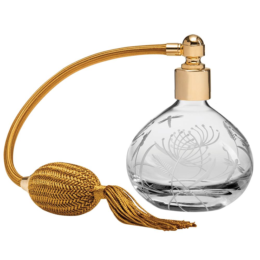 Dragonfly Round Perfume Atomiser (Gold Puffer) - 105mm (Gift Boxed ...