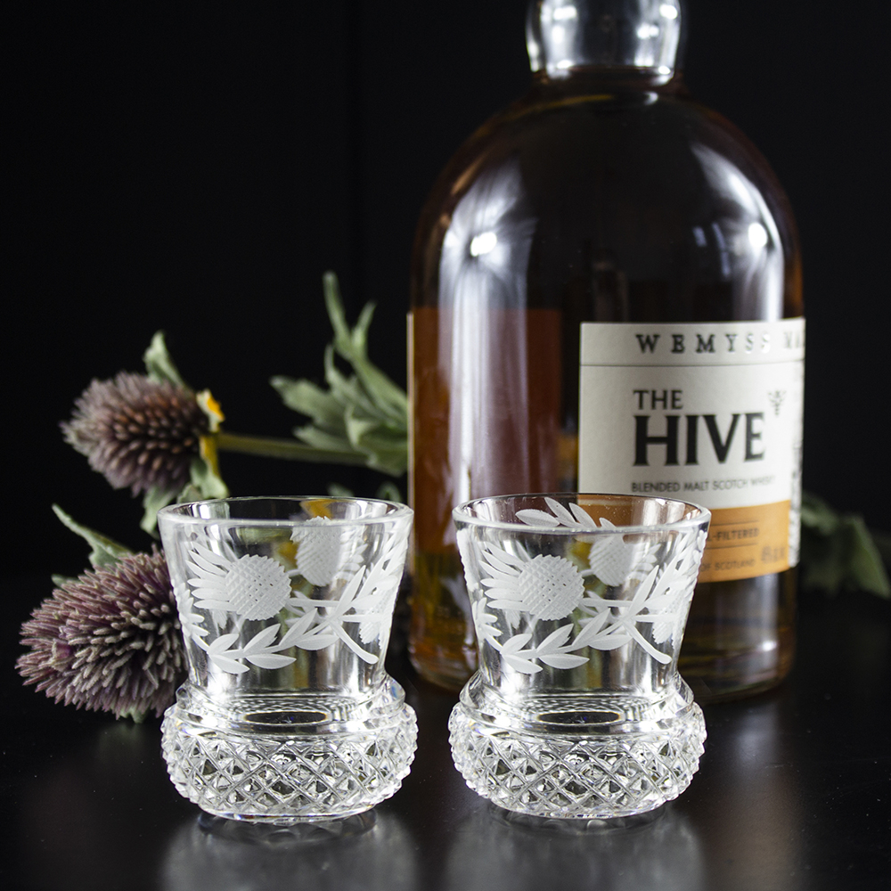 Flower of Scotland (thistle) - 2 Tot (Shot) Glasses (Thistle Shape) 60 ...