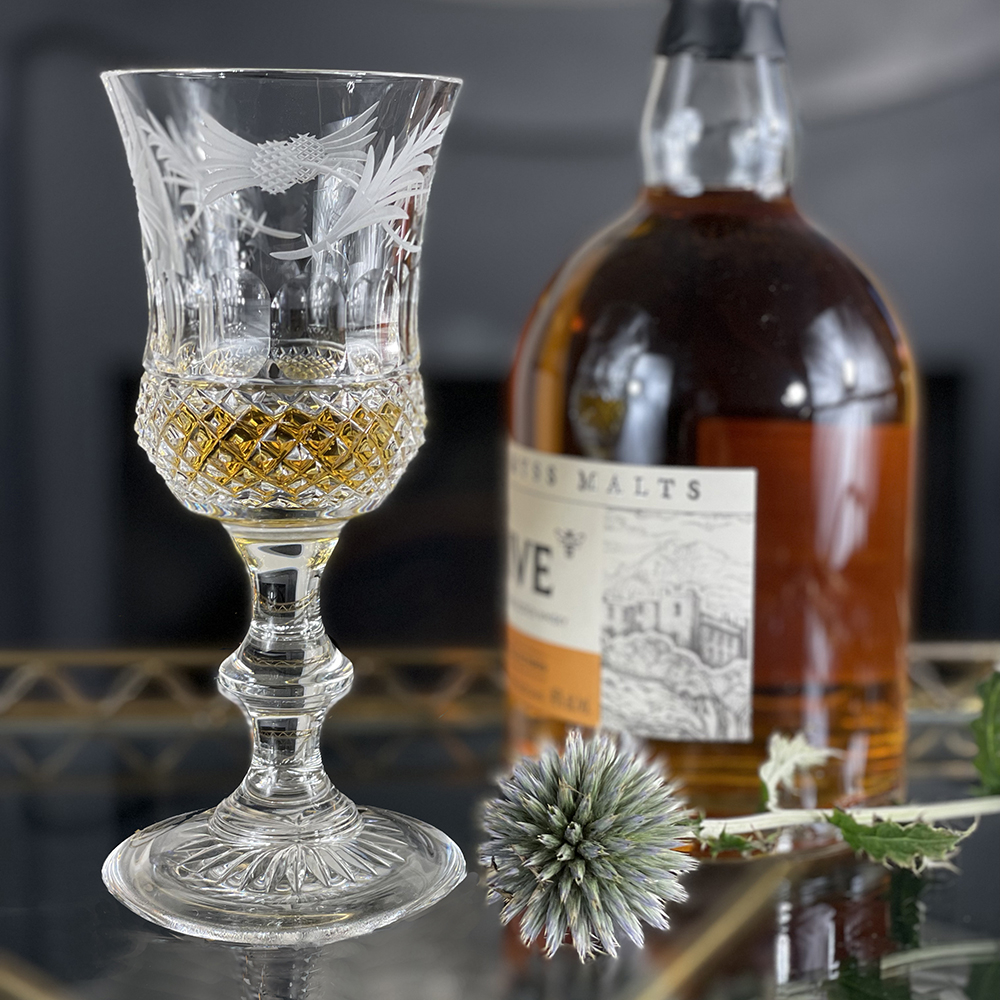 1 Thistle Footed Whisky Glass (Flower of Scotland) 170mm (Gift Boxed ...