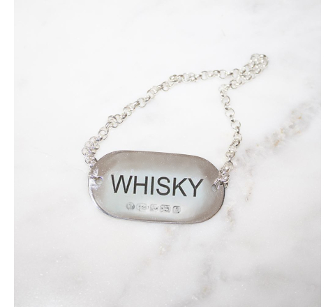 Sterling Silver Hallmarked Decanter/ Label engraved PORT (In Velvet Pouch)