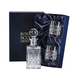 Tartan - Crystal Square Spirit Set Decanter & 2 Tumblers(Presentation ...