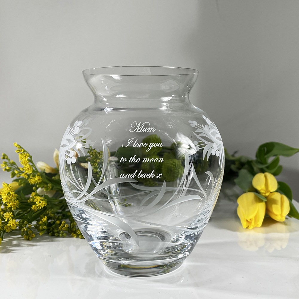 Personalised - Honeysuckle Large Flared Crystal Vase (Giftware) - 255mm ...