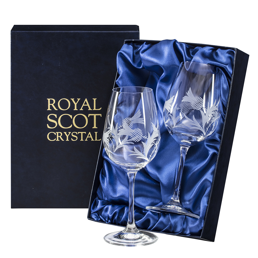 Hand Cut Crystalware - Flower of Scotland (thistle) - 2 Large Crystal ...