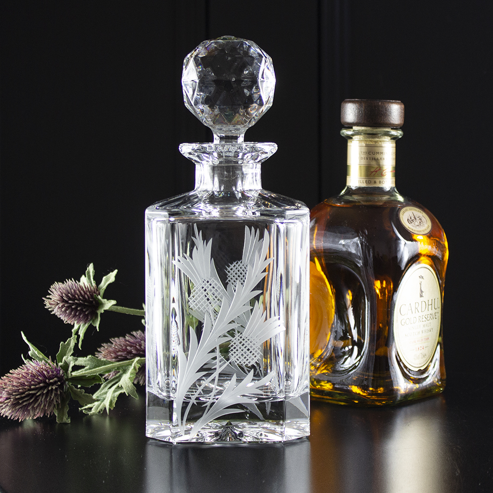 Flower of Scotland (thistle) - Crystal Square Spirit Decanter 245mm ...