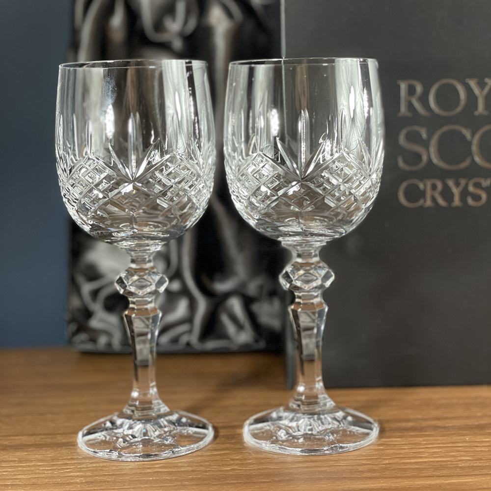 Glencoe - 6 Crystal Large Wine Glasses 180 mm (Black Presentation Boxed ...