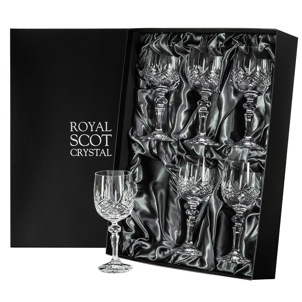 Flower of Scotland (thistle) - 6 Large Crystal Wine Glasses 223mm ...