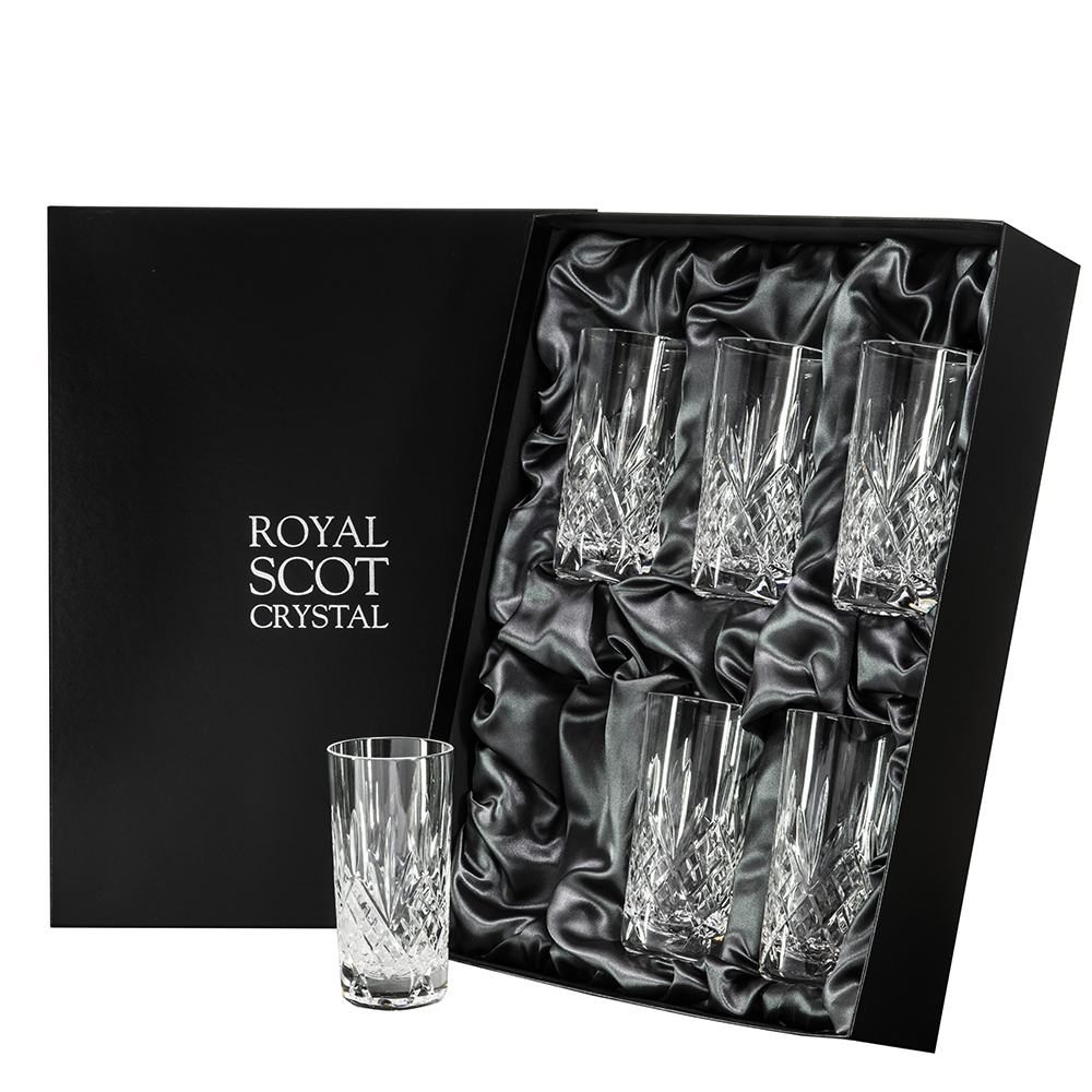 Hand Cut Crystalware - Glencoe - 6 Crystal Large Wine Glasses 180 mm ...