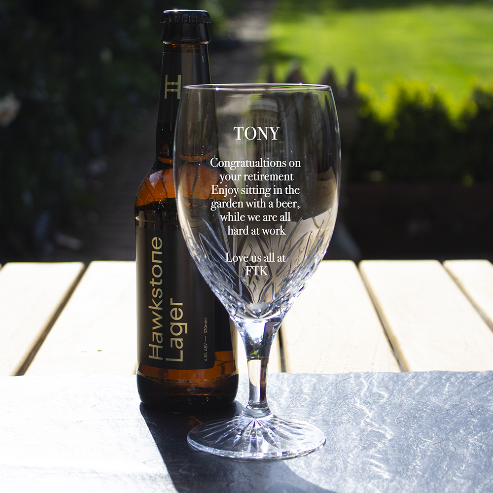 Personalised - Highland Crystal Stemmed Beer Glass 40cl Engraved Beer ...