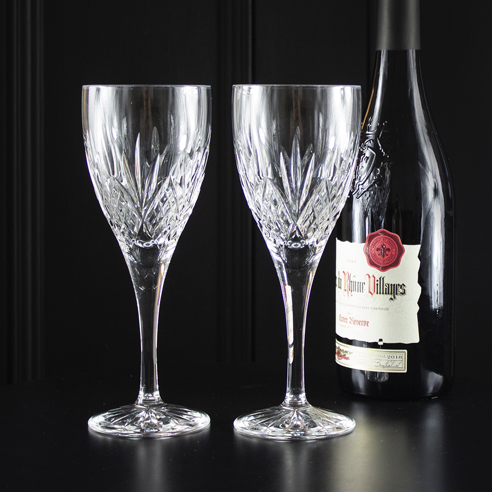 Art Deco - 2 Crystal White/Red Wine Glasses 210mm (Presentation Boxed ...