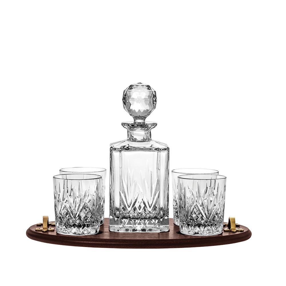 Personalised - Hand Cut Crystal Engraved Highland Club Tray Set (1 Sq ...