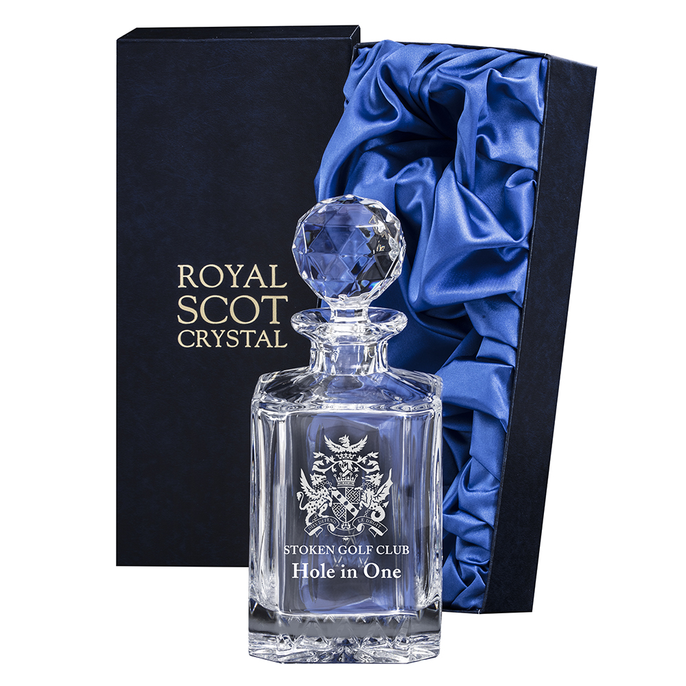 Personalised - Hand Cut Crystal Engraved Square Spirit Decanter Kintyre ...