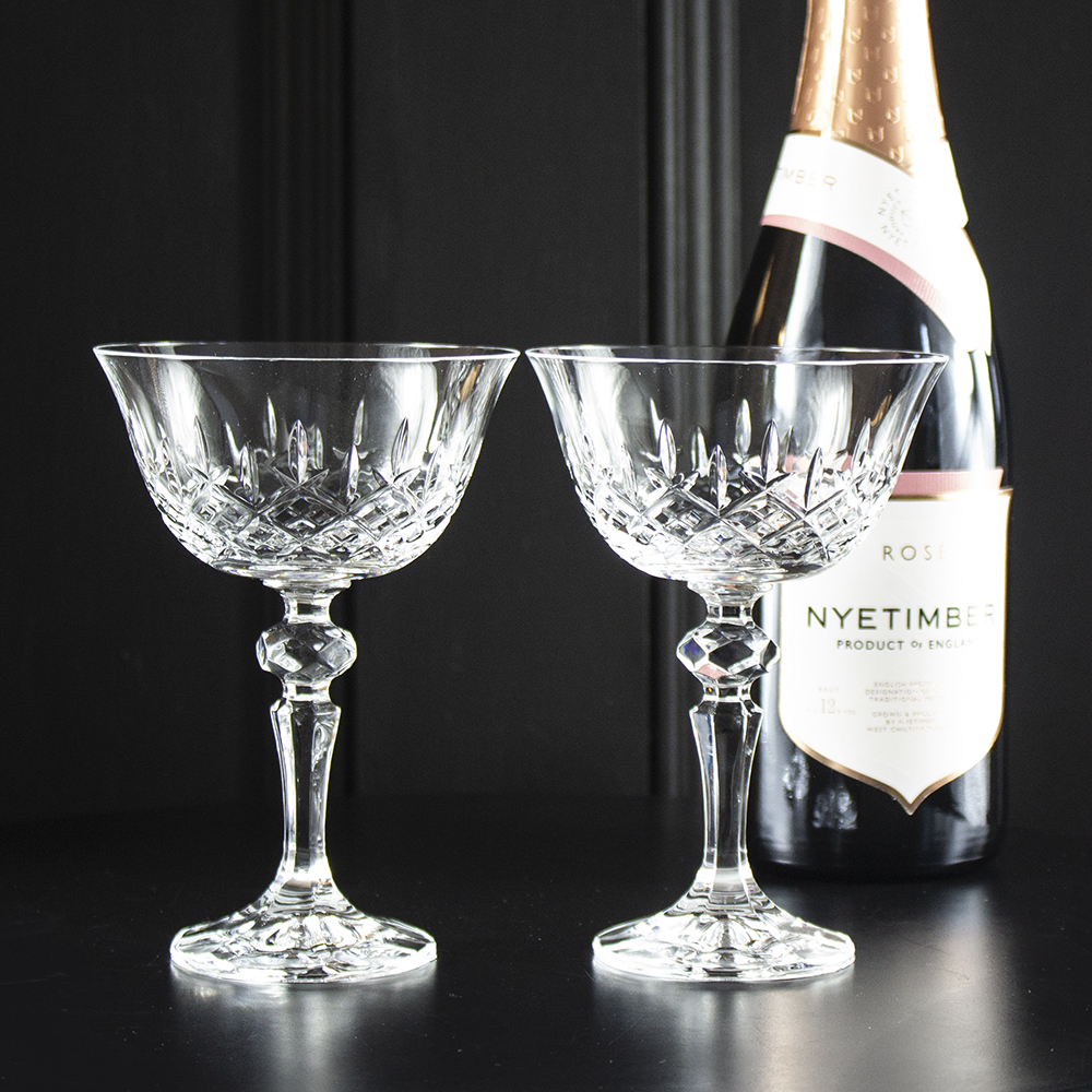 Edinburgh - 2 Crystal Saucer Champagne (Coupe) Glasses 150mm (Gift ...