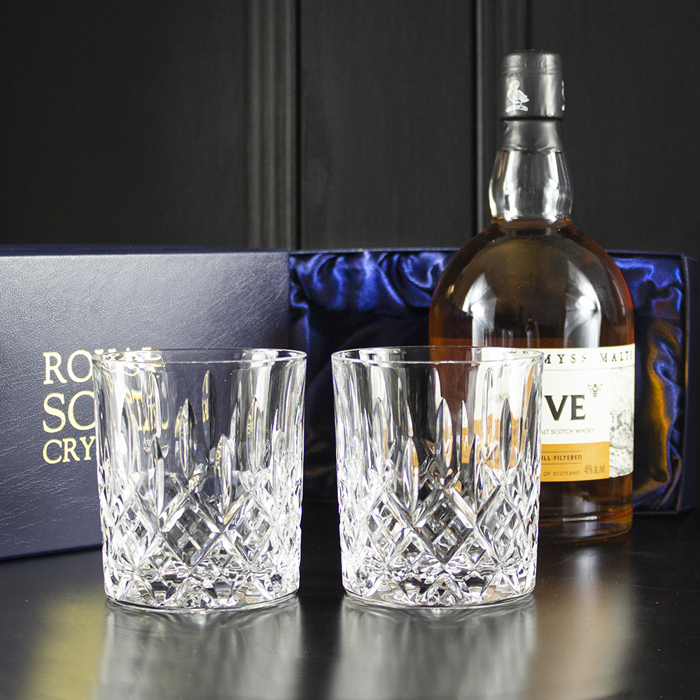 London - 2 Crystal Small Whisky Tumblers 87mm (Presentation Boxed ...