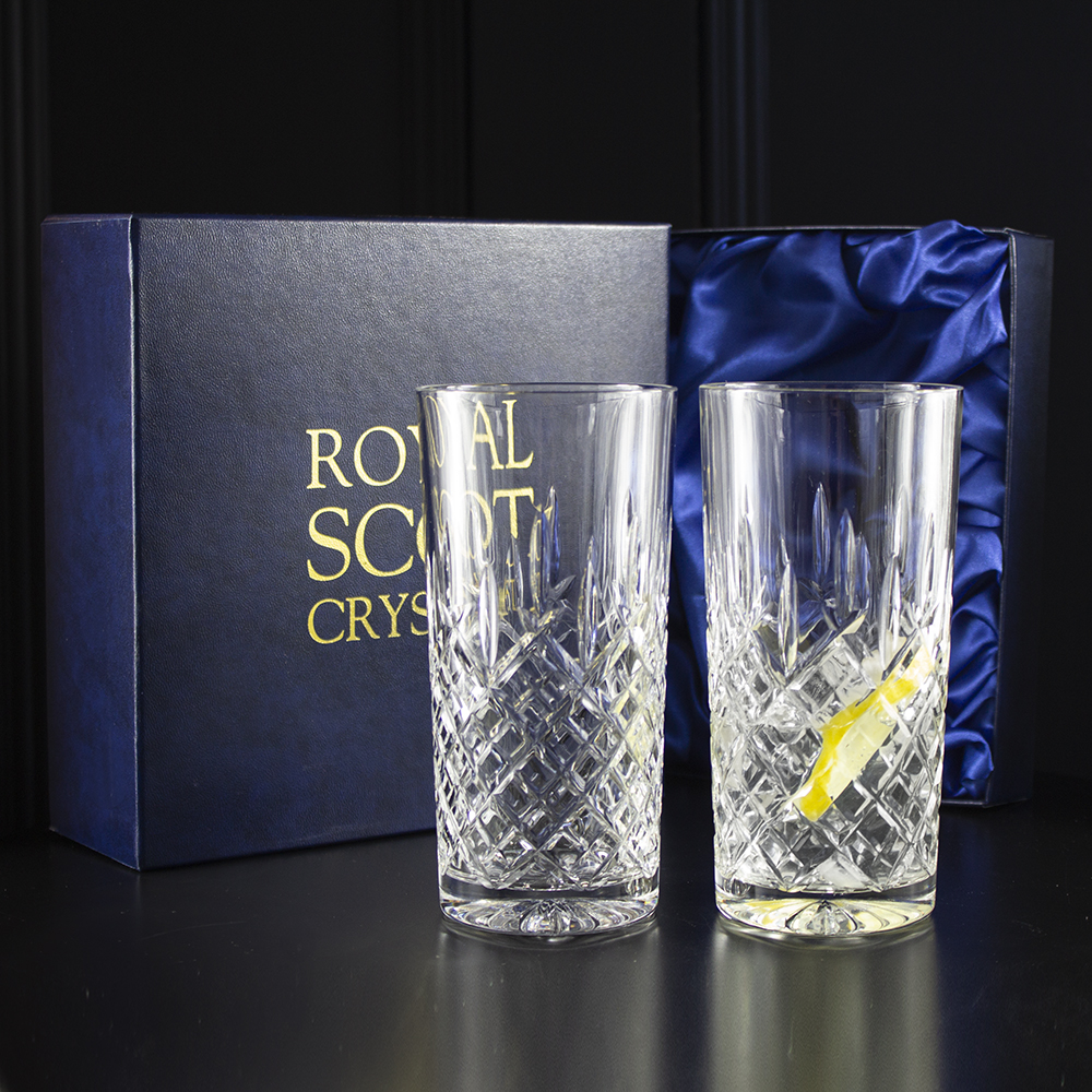Art Deco 2 Crystal Tall Tumblers - 150 mm (Presentation Boxed) | Royal ...