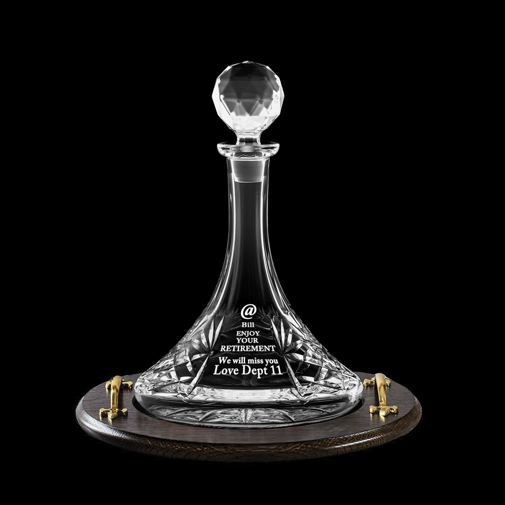 Personalised - Kintyre Ships Tray set with Hand Cut Engraved Crystal ...