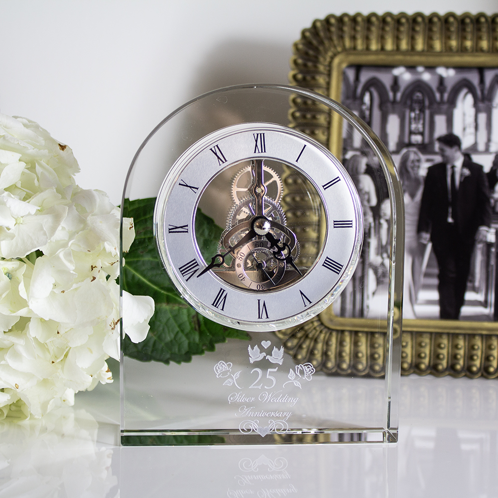 Silver Wedding Anniversary engraved (with silver infill) Contemporary ...
