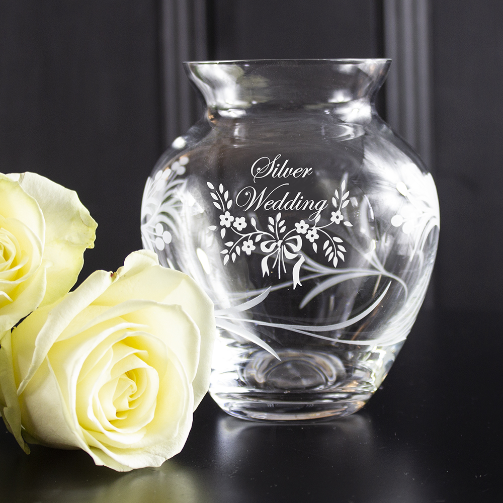 Crystal Glass Diamond shaped Paperweight engraved Silver Wedding ...