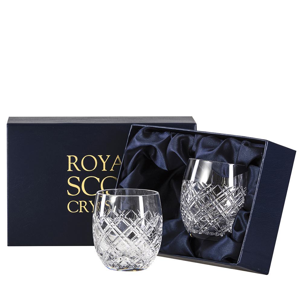 Art Deco Crystal 2 Large Barrel / Water Tumblers - 95 mm (Presentation ...
