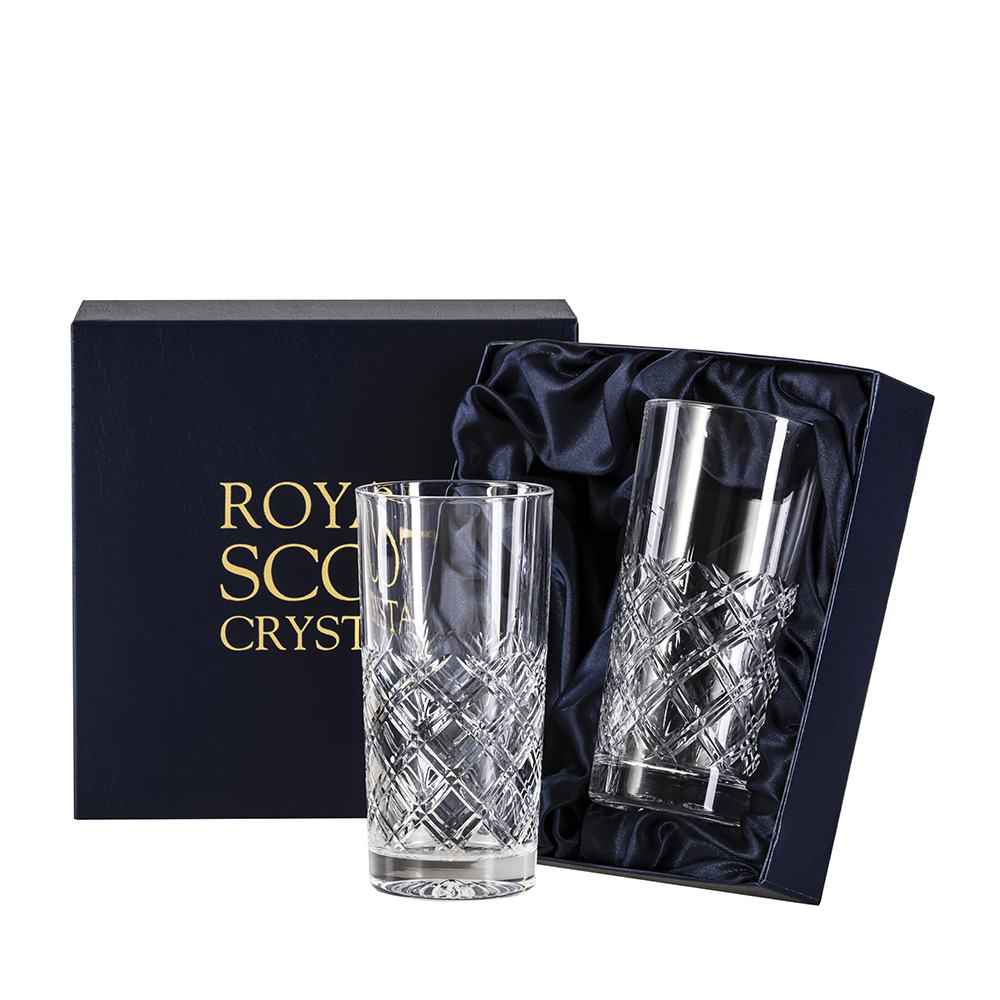 Art Deco 2 Crystal Tall Tumblers - 150 mm (Presentation Boxed) | Royal ...