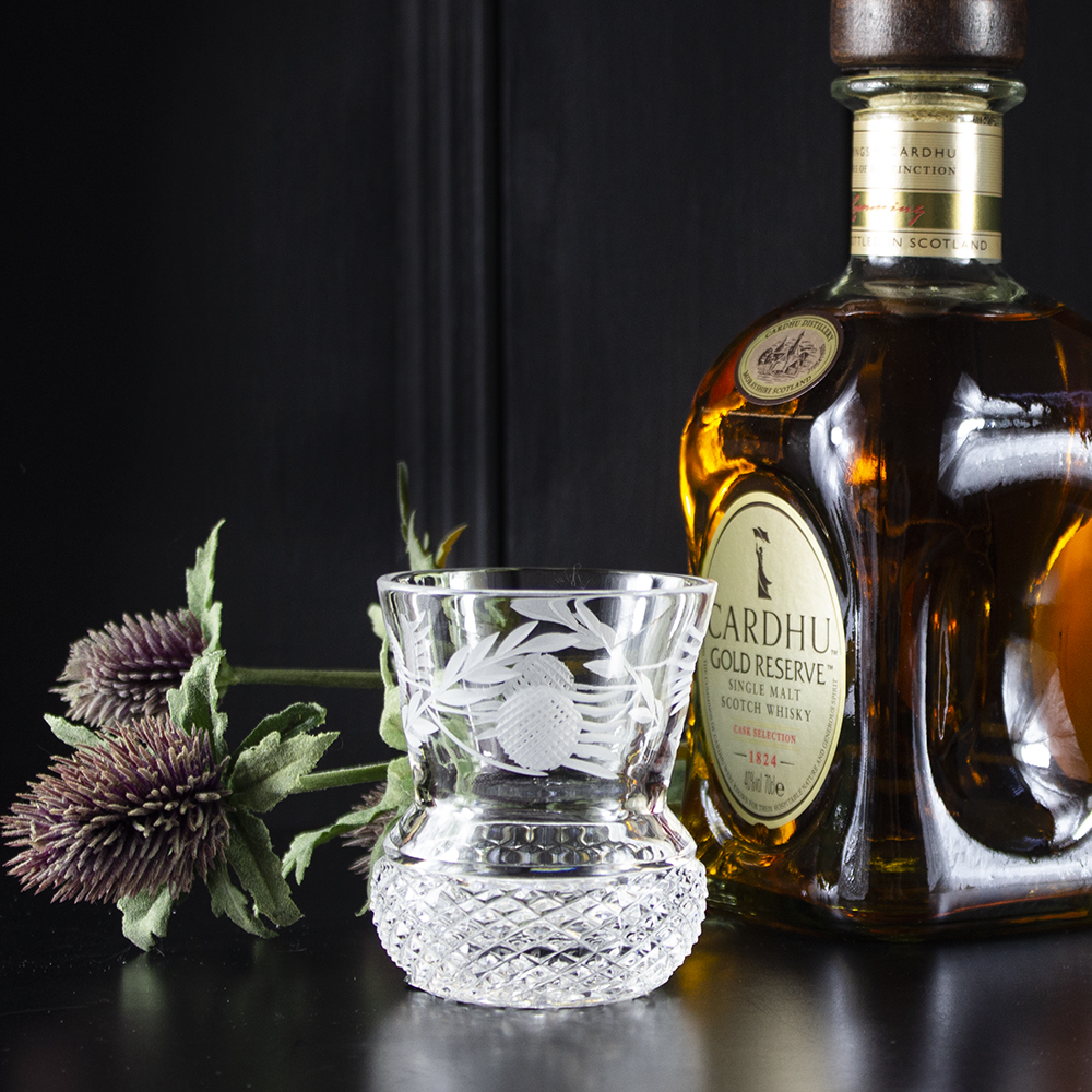 Flower of Scotland Crystal Tot Glass (Shot) (Thistle Shape) - 60mm ...