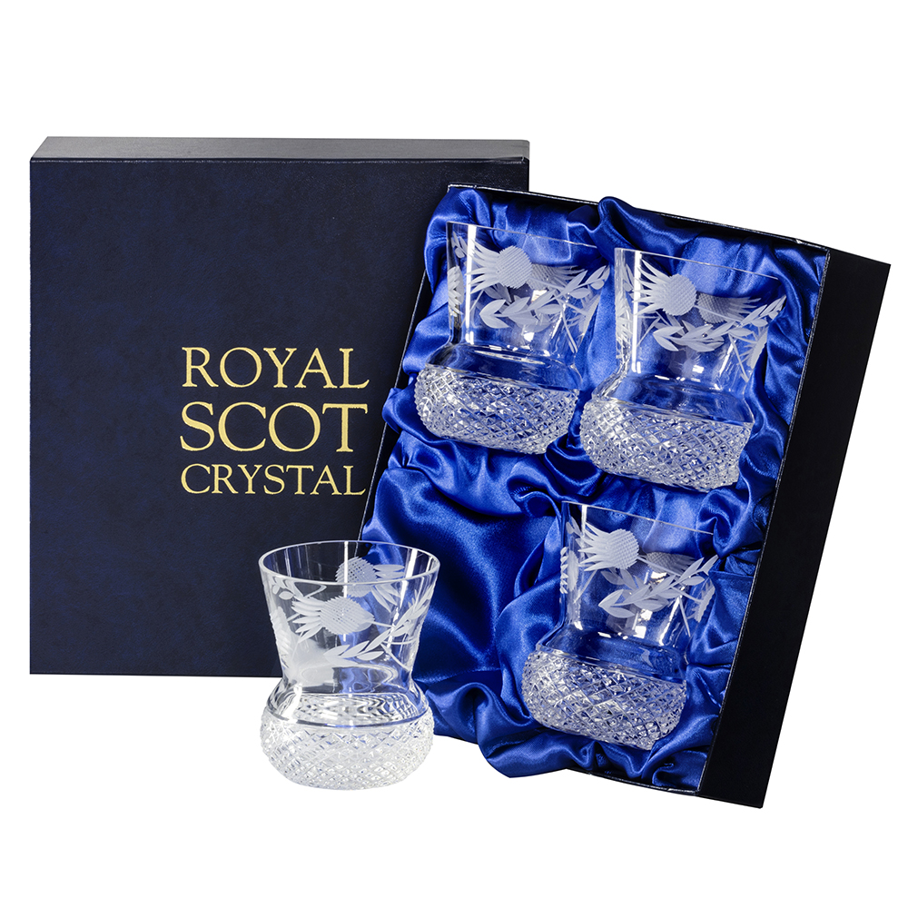 Hand Cut Crystalware - Flower of Scotland 4 Large Tumbler (Thistle ...