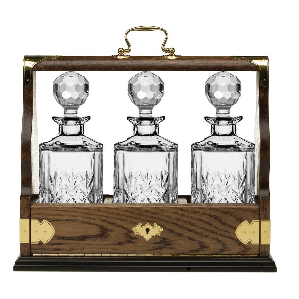 London Triple Tantalus (Solid Oak) - Containing 3 London Square Spirit ...
